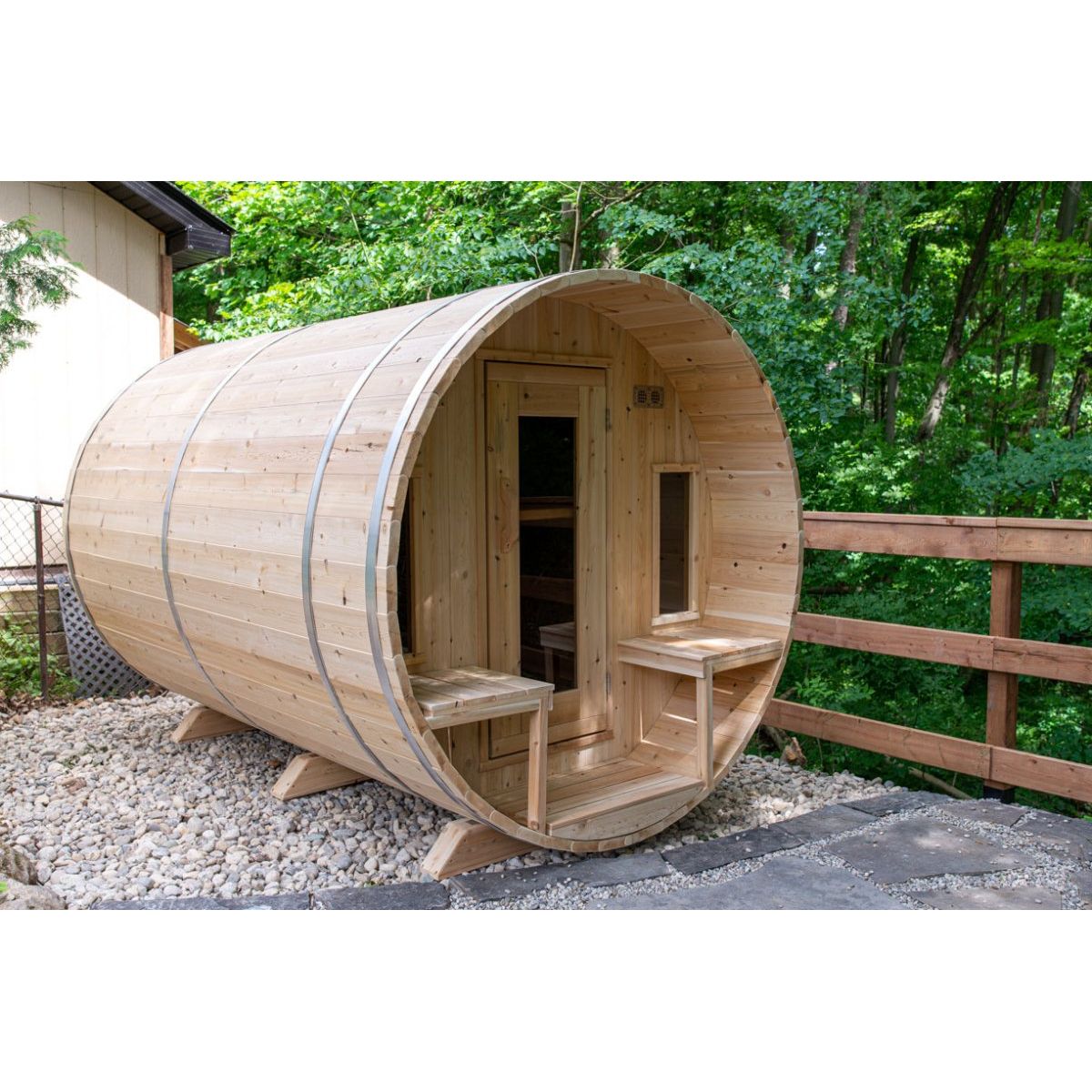 Canadian Timber Tranquility 6 to 8 Person Barrel Sauna Wood Fired ...