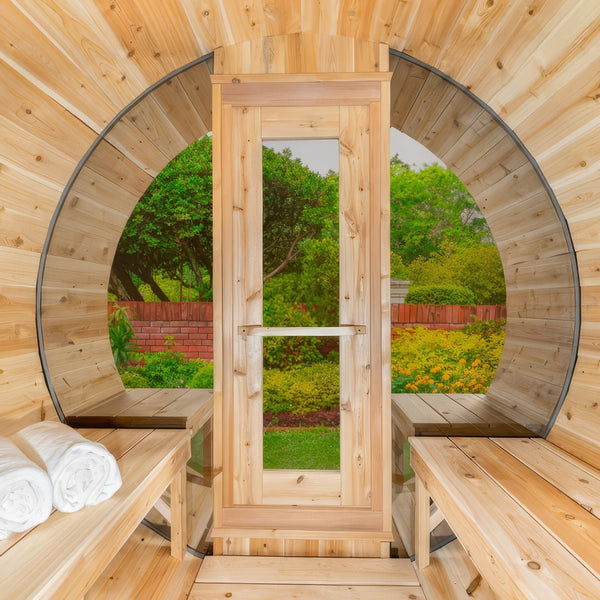 Dundalk Leisurecraft Tranquility Panoramic Glass Window Barrel Sauna C