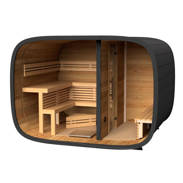 Round Cube Double Outdoor Sauna – 5 Person Kit